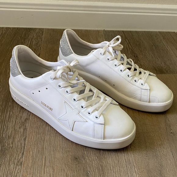 Golden Goose | Shoes | Golden Goose Purestar White Greysilver Glitter ...